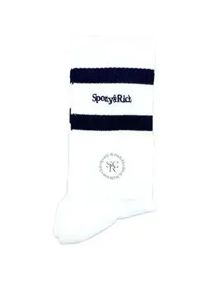 SPORTY & RICH Striped Crew Socks - White