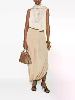 FERRAGAMO Pleated Ruffle-hem Maxi Skirt - Neutrals