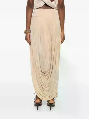 FERRAGAMO Pleated Ruffle-hem Maxi Skirt - Neutrals