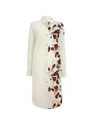 Khaite Gloria Floral-print Shirt Dress - Neutrals