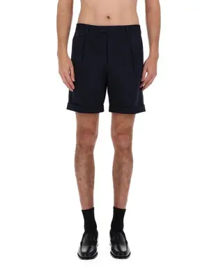 LARDINI Cotton Tailored Shorts - Blue