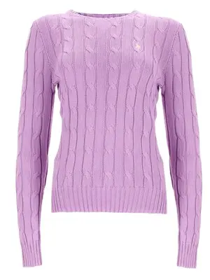 Polo Ralph Lauren Cable Knit Pullover With Logo - Purple