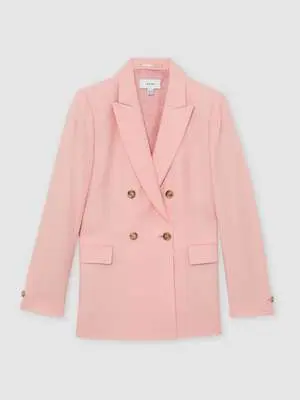 REISS Magda Double-breasted Peak-lapel Suit Jacket - Pink