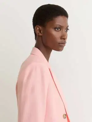 REISS Magda Double-breasted Peak-lapel Suit Jacket - Pink