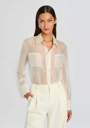 SEROYA Estella Silk Shirt - Eggshell