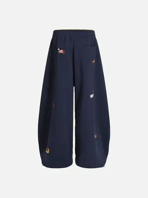 AELFRIC EDEN Embroidered Barrel Sweatpants - Navy Blue