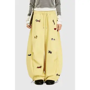 AELFRIC EDEN Embroidered Barrel Sweatpants - Yellow