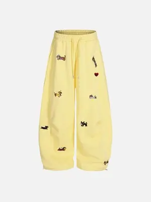 AELFRIC EDEN Embroidered Barrel Sweatpants - Yellow
