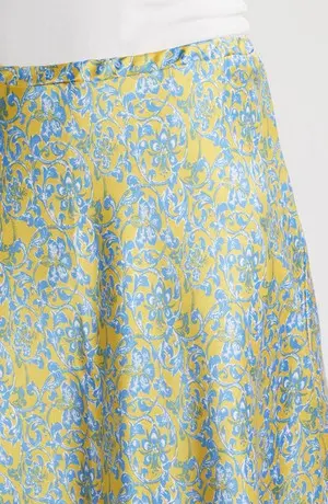 CITY BLUES Bias Cut Printed Maxi Skirt - Ocean/dijon