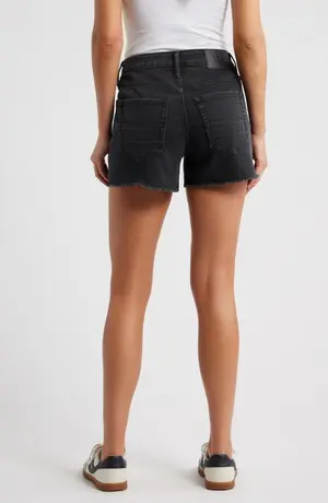 CITY BLUES High-rise Frayed Denim Shorts - Black