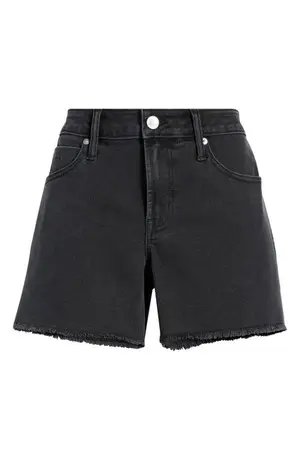CITY BLUES High-rise Frayed Denim Shorts - Black
