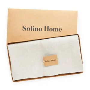 Solino Home Linen Round Tablecloth For Dining Table - Light Flax