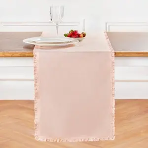 Solino Home Linen Table Runner For Dining Table Peach Cloud