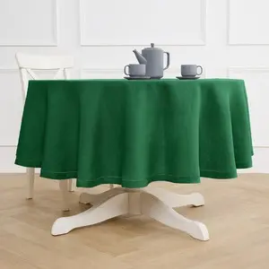 SOLINO HOME Linen Round Tableclothsonoma Hemstitch - Green