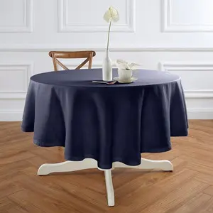 SOLINO HOME Linen Round Tableclothsonoma Hemstitch - Indigo Navy