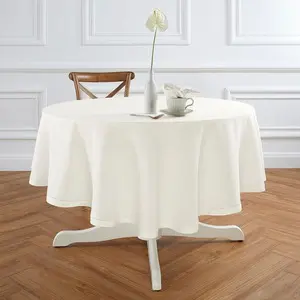SOLINO HOME Linen Round Tableclothsonoma Hemstitch - Ivory