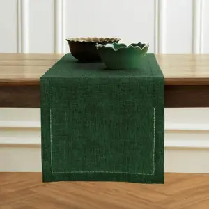 SOLINO HOME Linen Table Runnermilan - Forest Green