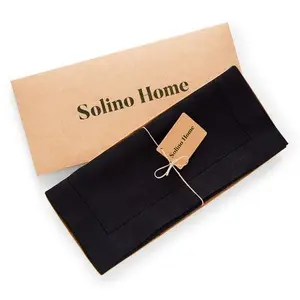 Solino Home Linen Table Runner For Dining Table - Black