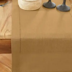 SOLINO HOME Linen Table Runnermedium Weight Hemstitch - Camel