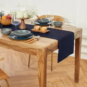 Solino Home Linen Table Runner For Dining Table Navy