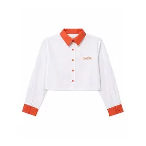 SAN MALO Cropped Button-down Shirt With Contrast Cuffs
