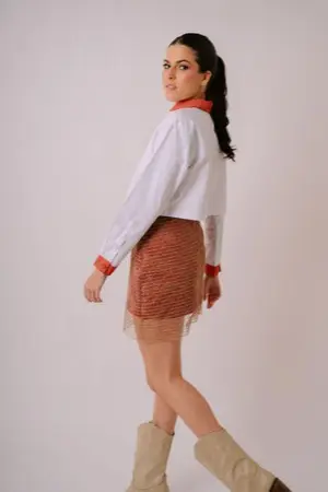 SAN MALO Cropped Button-down Shirt With Contrast Cuffs