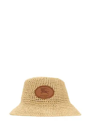 Burberry Knight Stamp Raffia-effect Bucket Hat - Natural