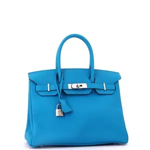 Hermès Birkin 30 Handbag Togo With Palladium Hardware - Blue