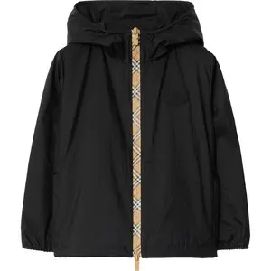 Burberry Checker-tape Nylon Hooded Jacket - Black