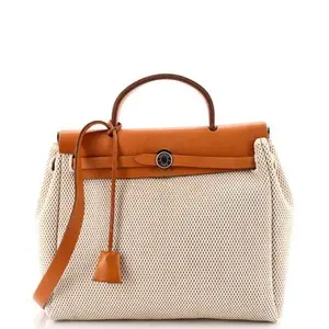 Hermès Herbag Zip Criss Viking Toile And Leather 31 Ecru
