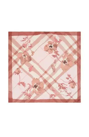 Burberry Watercolour Check Silk Scarf - Quartz Pink
