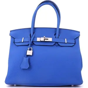 HERMES Birkin Handbag Blue Togo With Palladium Hardware 30 - Bleu Zellige