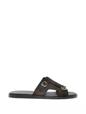 Santoni Buckle-strap Flat Slides - Brown