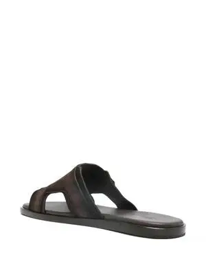 Santoni Buckle-strap Flat Slides - Brown