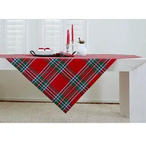 SOLINO HOME Linen Table Throwmadras Holiday Plaid