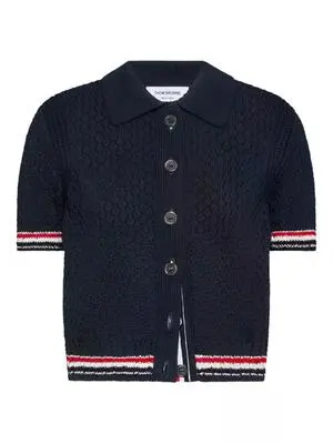 Thom Browne Pointelle Knit Cardigan - Blue