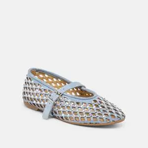 DOLCEVITA Mavin Rhinestone Ballet Flats - Blue Suede