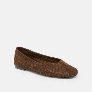 DOLCEVITA Koy Woven Suede Ballet Flats - Dk Brown Suede