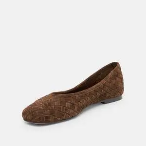 DOLCEVITA Koy Woven Suede Ballet Flats - Dk Brown Suede