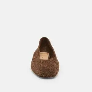 DOLCEVITA Koy Woven Suede Ballet Flats - Dk Brown Suede