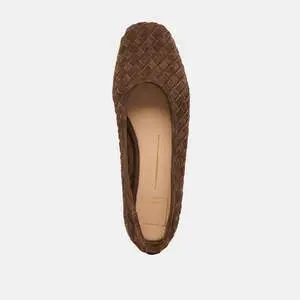 DOLCEVITA Koy Woven Suede Ballet Flats - Dk Brown Suede