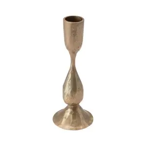 STORIED HOME Round Hand-forged Metal Taper Holder - Brass
