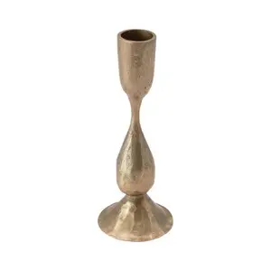 STORIED HOME Round Hand-forged Metal Taper Holder - Brass