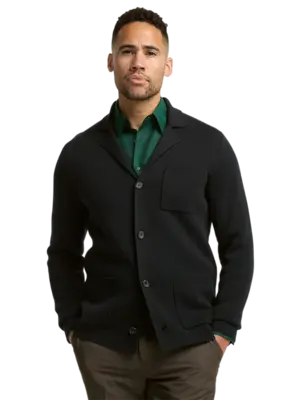 PAUL FREDRICK Cotton Notch Lapel Cardigan Sweater