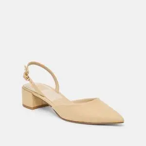 DOLCEVITA Carel Raffia Slingback Heels - Light Natural Raffia