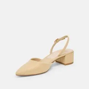 DOLCEVITA Carel Raffia Slingback Heels - Light Natural Raffia