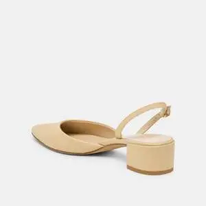 DOLCEVITA Carel Raffia Slingback Heels - Light Natural Raffia