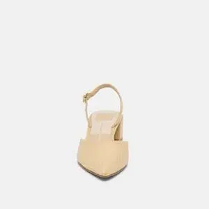 DOLCEVITA Carel Raffia Slingback Heels - Light Natural Raffia
