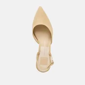 DOLCEVITA Carel Raffia Slingback Heels - Light Natural Raffia