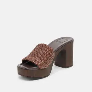 DOLCEVITA Celest Raffia Block Heel Slides